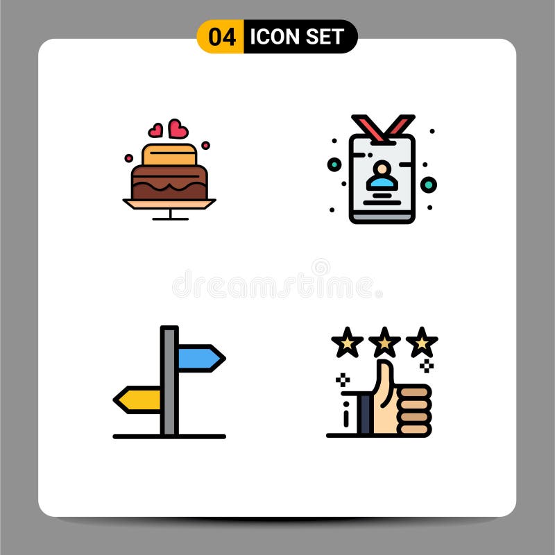 Universal Icon Symbols Group of 4 Modern Filledline Flat Colors of Cake ...