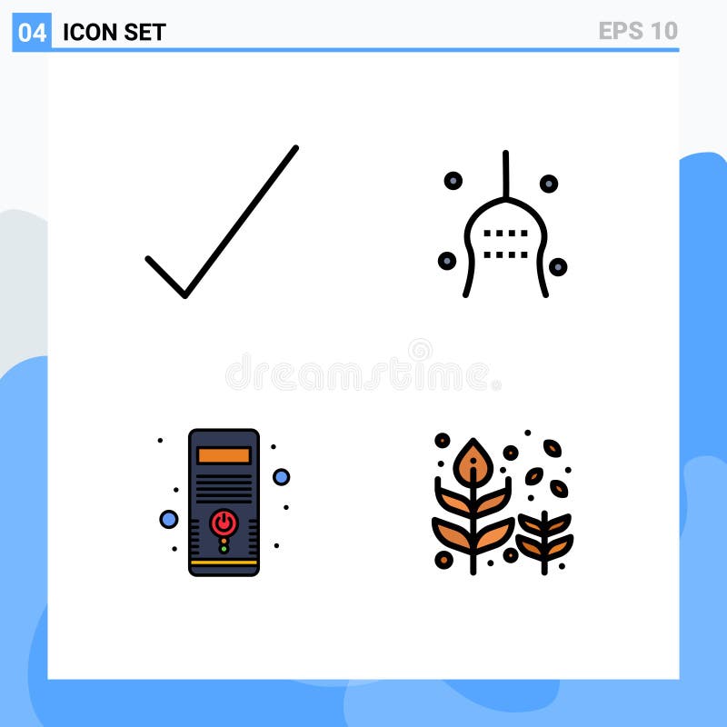 Set of 4 Modern UI Icons Symbols Signs for Check, Hardware, Bone ...