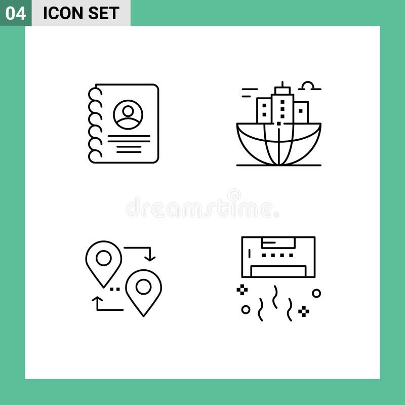 Editable Vector Line Pack of 4 Simple Filledline Flat Colors of ...