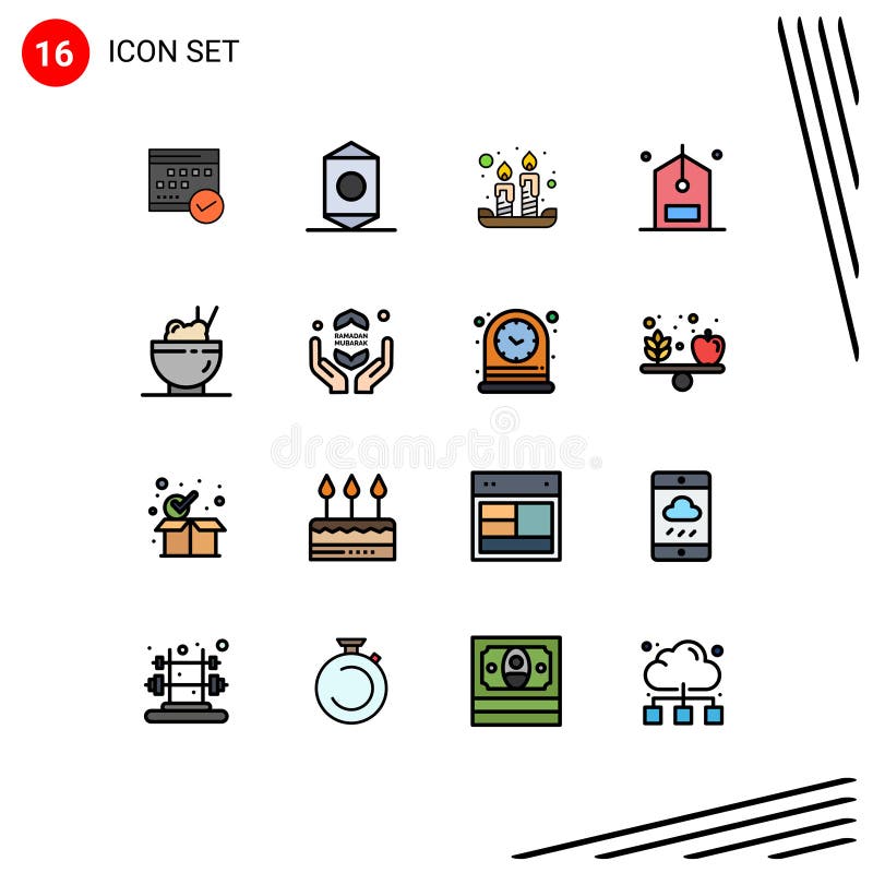 Set of 16 Modern UI Icons Symbols Signs for Counter, Check, Food, Light ...