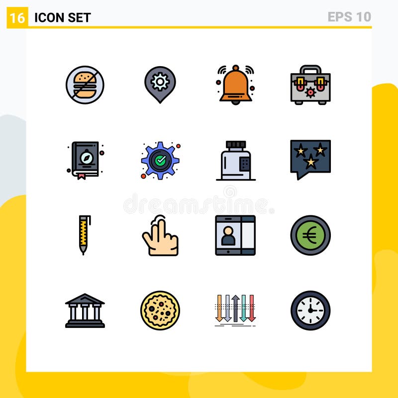 Editable Vector Line Pack of 16 Simple Flat Color Filled Lines of ...