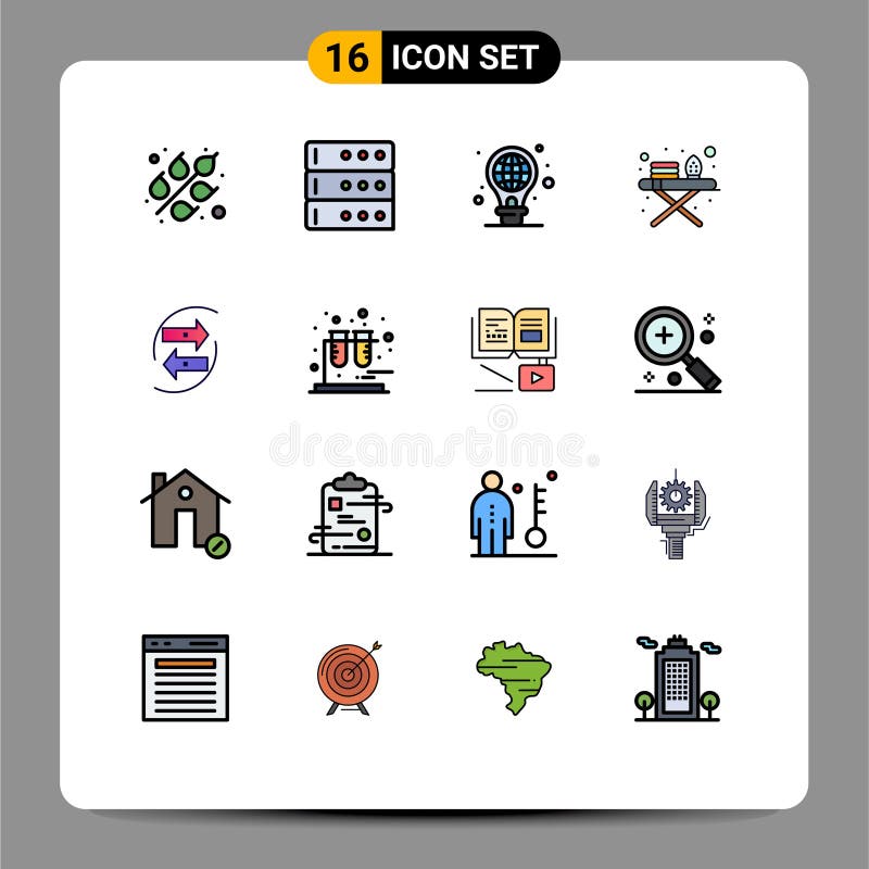 Modern Set of 16 Flat Color Filled Lines and Symbols Such As Money ...