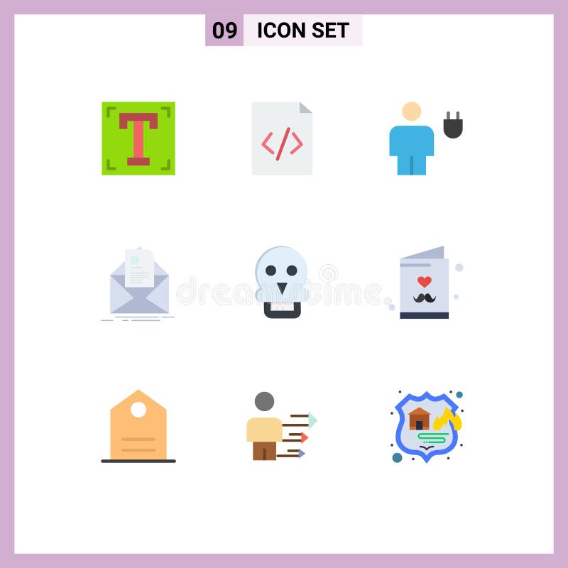 Editable Vector Line Pack of 9 Simple Flat Colors of Briefing, Letter ...