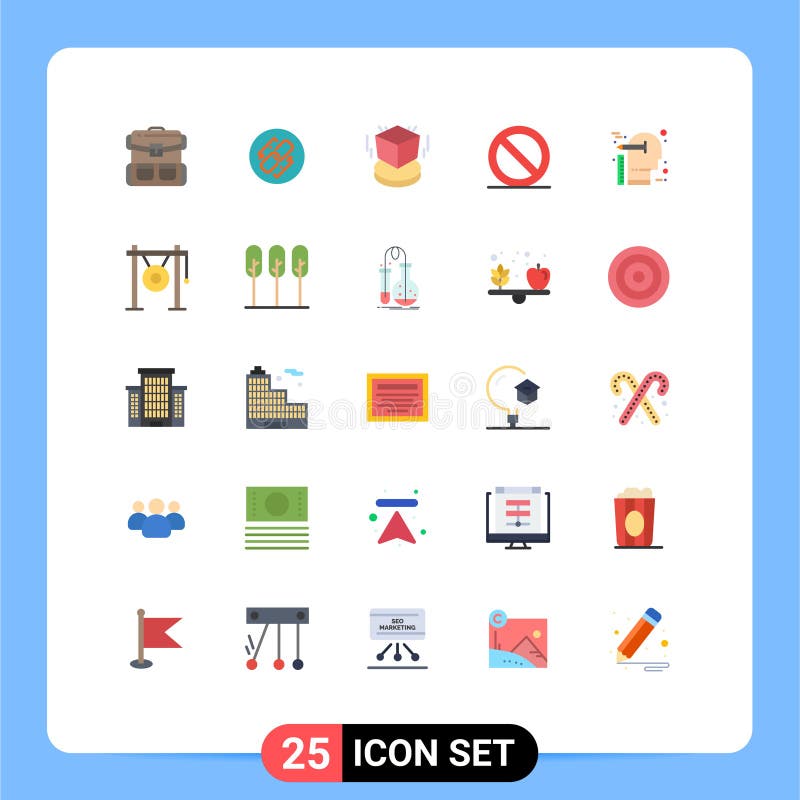 Pictogram Set of 25 Simple Flat Colors of Creative, Media, Connection ...