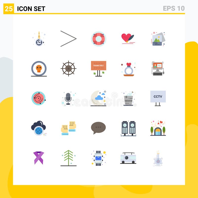 25 Universal Flat Color Signs Symbols of Image, Heart, Help, Love ...