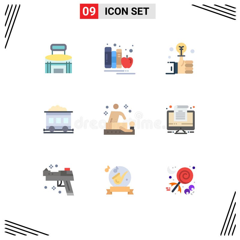 9 Universal Flat Color Signs Symbols of Massage, Train, Library ...