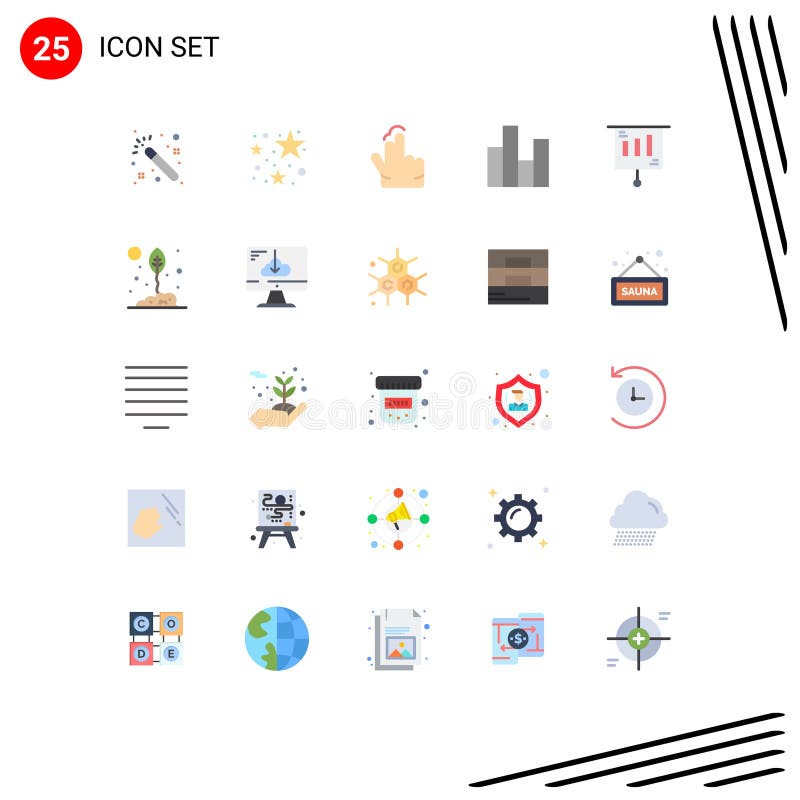 Group of 25 Modern Flat Colors Set for Money, Business, Hand, Stats ...