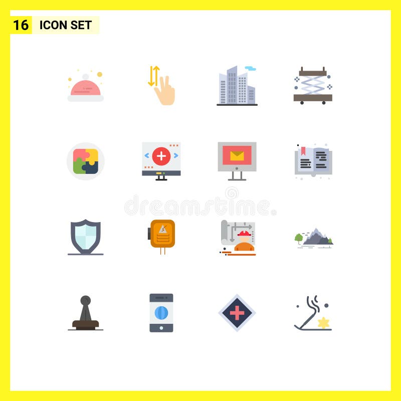 Pictogram Set of 16 Simple Flat Colors of Solution, Plan, Building ...