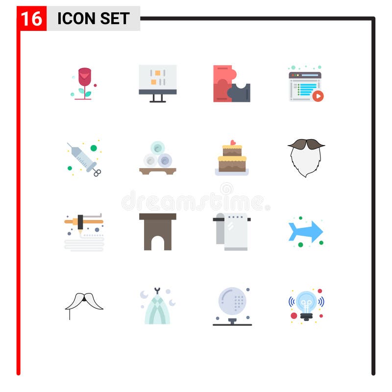 Editable Vector Line Pack of 16 Simple Flat Colors of Spa, Injection ...