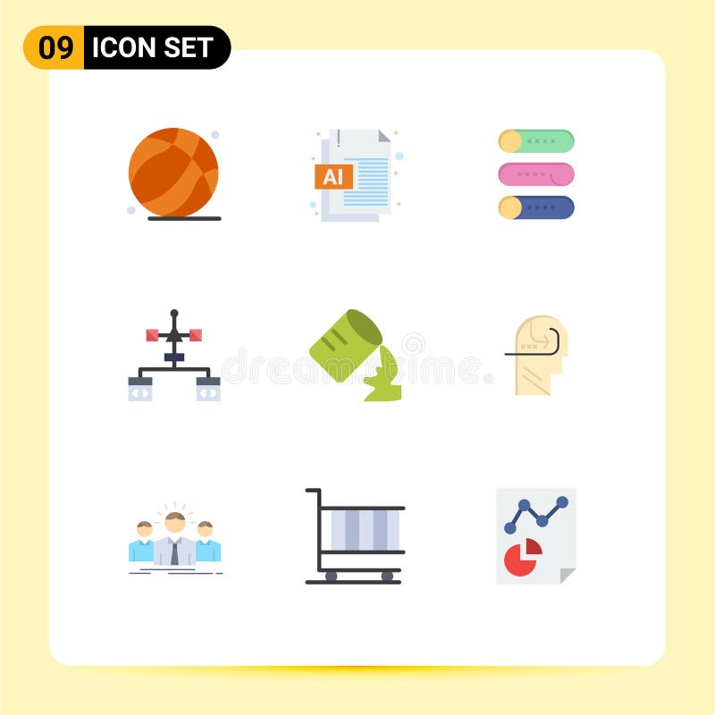 Universal Icon Symbols Group of 9 Modern Flat Colors of Water ...
