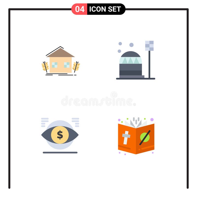 4 Universal Flat Icon Signs Symbols of Agriculture, Habitation ...
