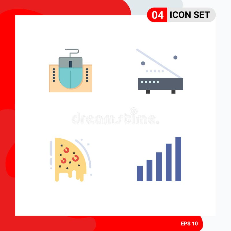 Editable Vector Line Pack of 4 Simple Flat Icons of Mouse, Birthday ...