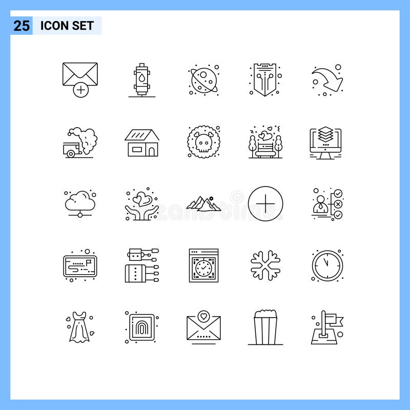 Group of 25 Lines Signs and Symbols for Arrow, Shield, Geyser ...