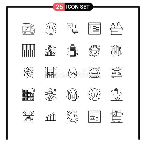 Editable Vector Line Pack of 25 Simple Lines of Concierge, Page ...
