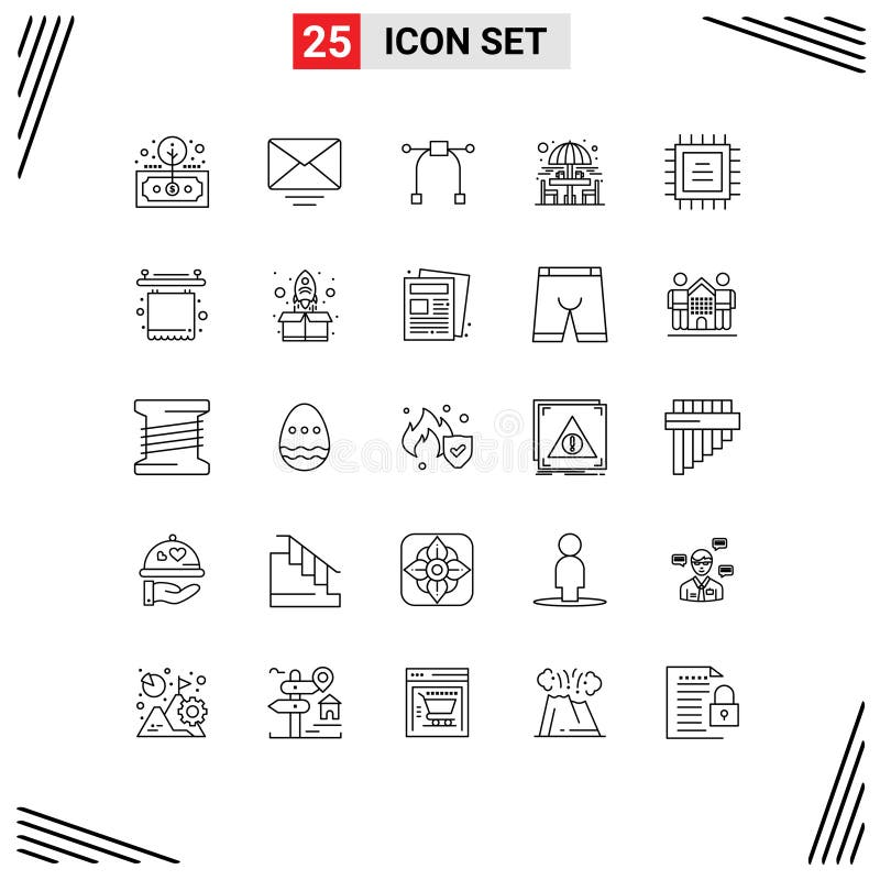 Editable Vector Line Pack of 25 Simple Lines of Cpu, Chip, Design ...
