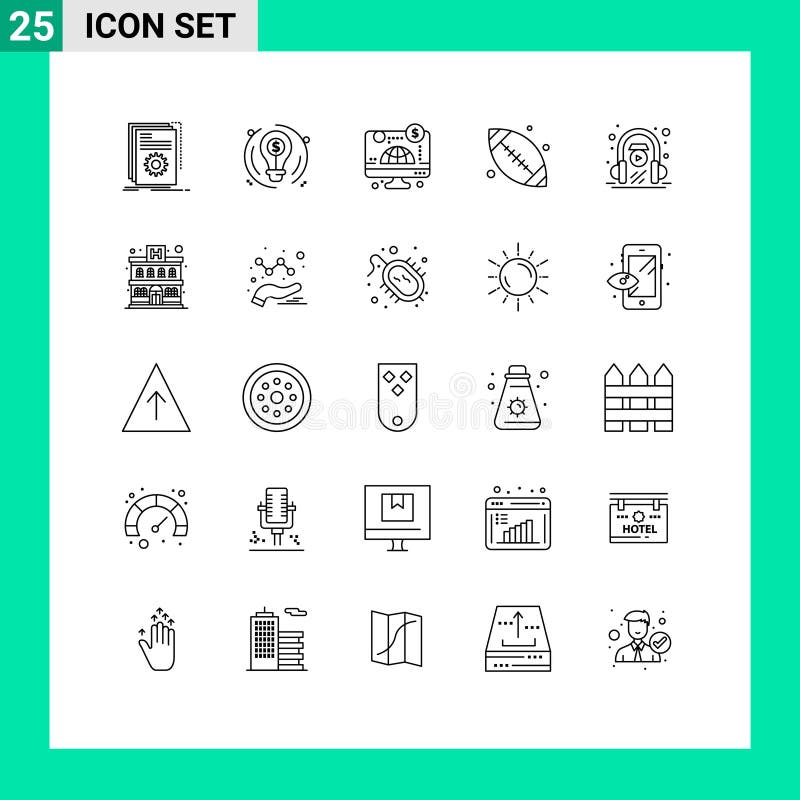Universal Icon Symbols Group of 25 Modern Lines of E Learning, Base ...