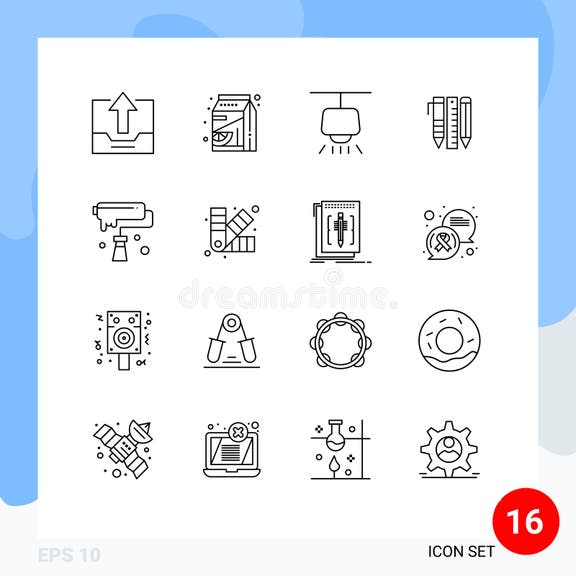 Editable Vector Line Pack of 16 Simple Outlines of Artistic, Items, Pak ...