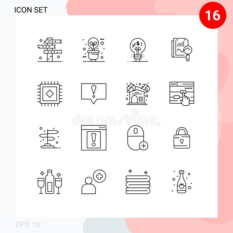 Pictogram Set of 16 Simple Outlines of Computing, Static, Illumination ...