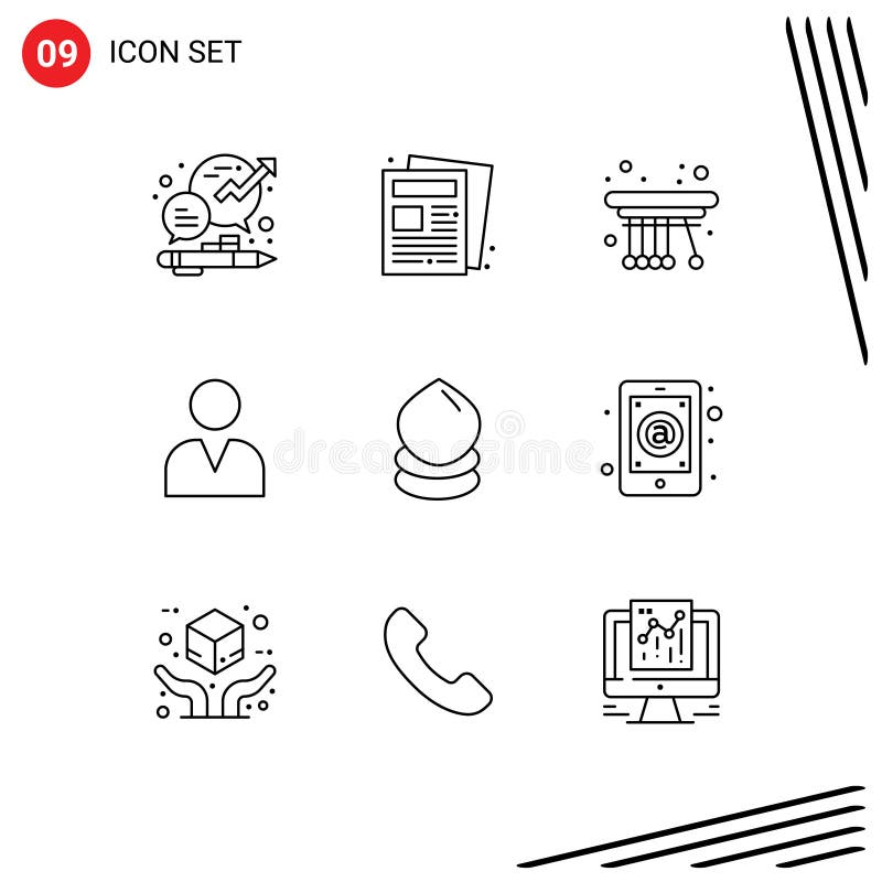 Editable Vector Line Pack of 9 Simple Outlines of Eco, User, Routine ...