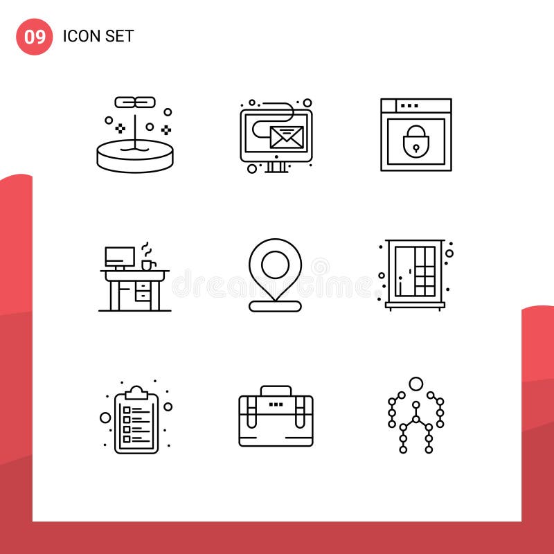 Editable Vector Line Pack of 9 Simple Outlines of Map, Working ...
