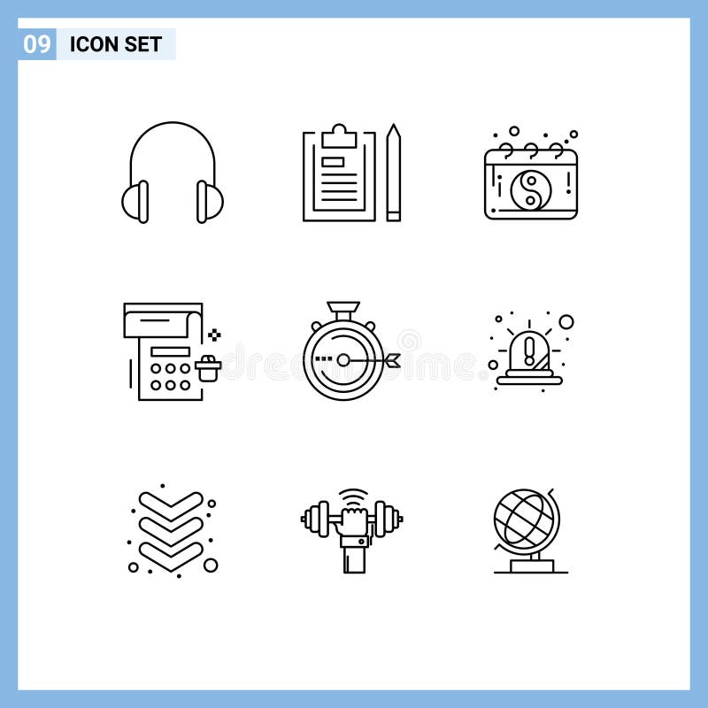 Modern Set of 9 Outlines Pictograph of Party, Date, Notepad, Calendar ...