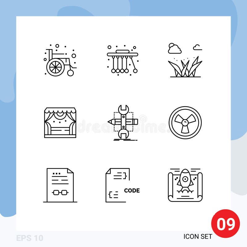 Editable Vector Line Pack of 9 Simple Outlines of Sketch, Design, Green ...