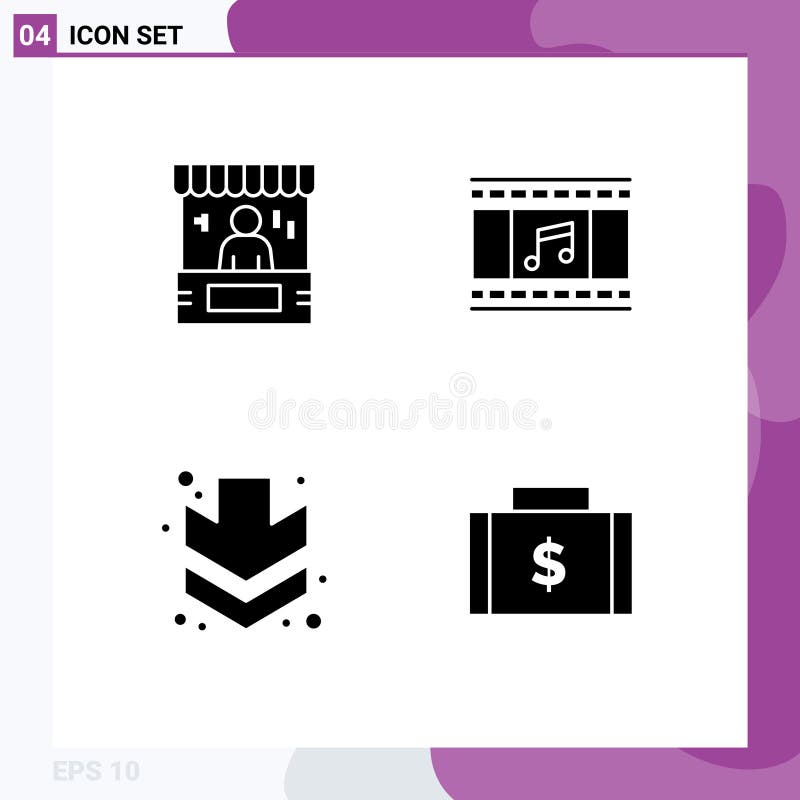 Editable Vector Line Pack of 4 Simple Solid Glyphs of Advertising ...