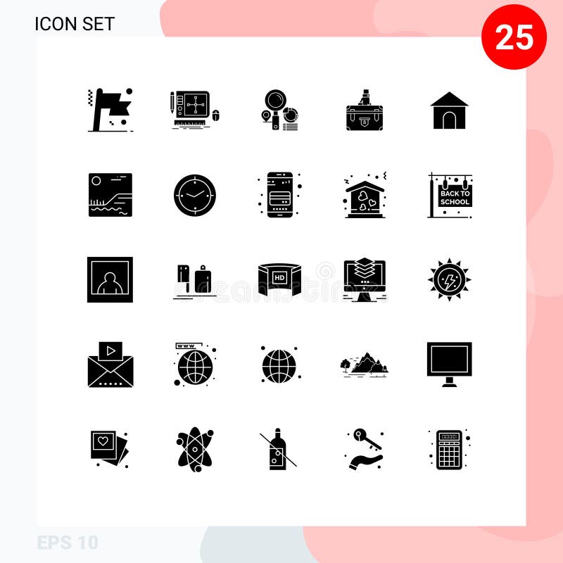 Editable Vector Line Pack of 25 Simple Solid Glyphs of Documents ...