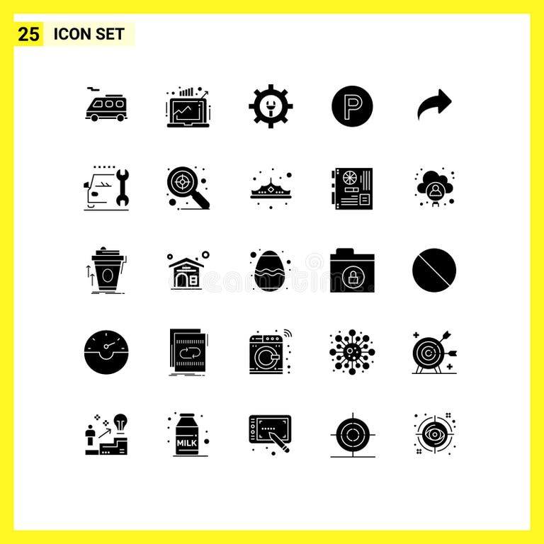 Set of 25 Modern UI Icons Symbols Signs for Forward, Direction, Gear ...