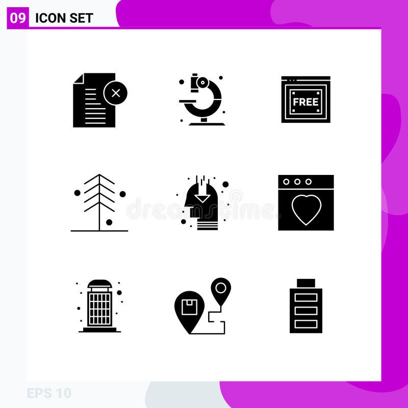 Pictogram Set of 9 Simple Solid Glyphs of Idea, Nature, Science, Garden ...