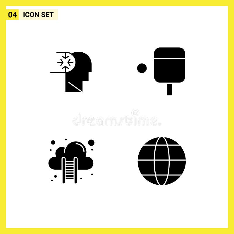 Editable Vector Line Pack of 4 Simple Solid Glyphs of Mind, Stairs ... Editable Vector Line Pack of 4 Simple Solid Glyphs of Mind, Stairs ...