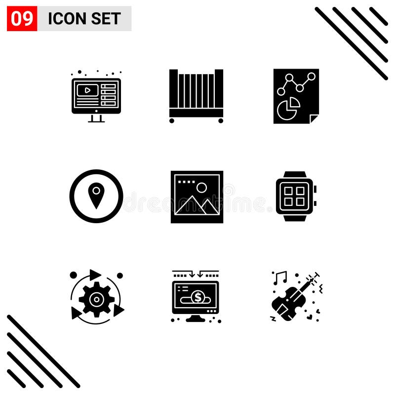 9 Universal Solid Glyph Signs Symbols of Photo, Image, Page, Map Marker ...