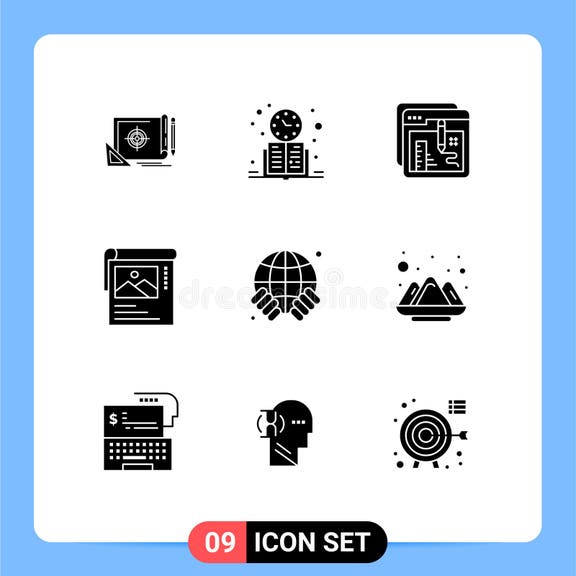 Pack of 9 Modern Solid Glyphs Signs and Symbols for Web Print Media ...