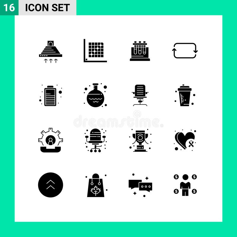 Editable Vector Line Pack of 16 Simple Solid Glyphs of Sets, Front ...