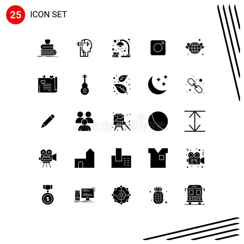 Pack of 25 Creative Solid Glyphs of Social, Instagram, Head, Camera ...