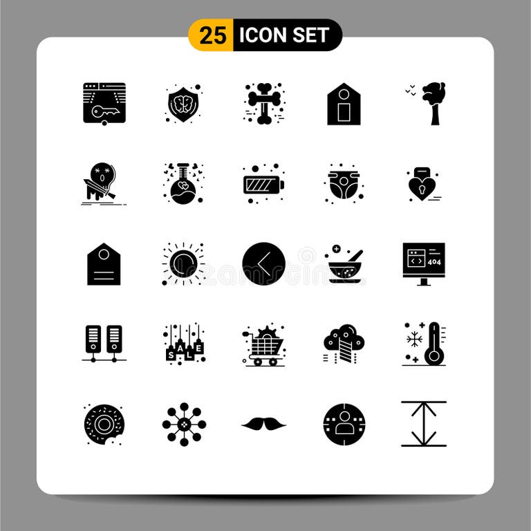 Editable Vector Line Pack of 25 Simple Solid Glyphs of Tag, Label ...