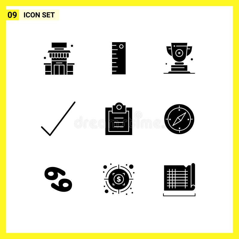 Modern Set of 9 Solid Glyphs and Symbols Such As Todo, Checklist, Cup ...