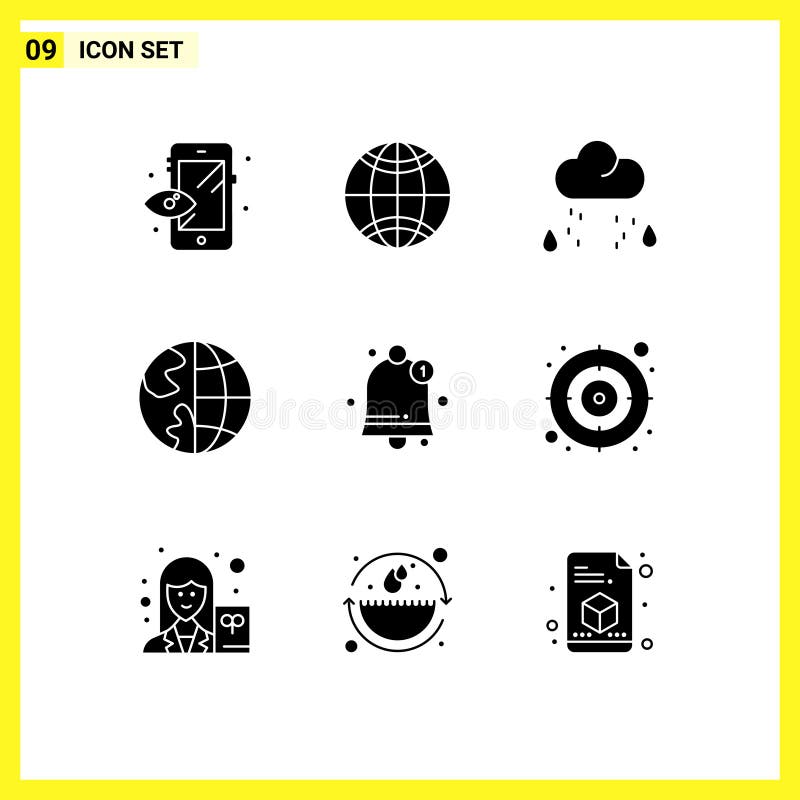 Mobile Interface Solid Glyph Set of 9 Pictograms of User, Interface ...