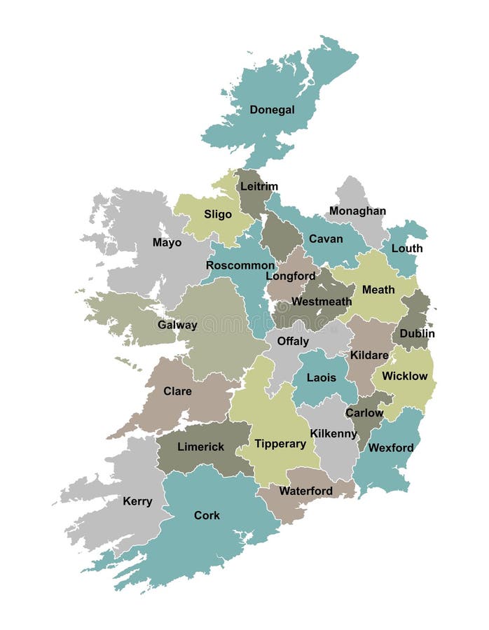 Editable Vector Map of Ireland with Detailed Regional Boundaries, Color ...