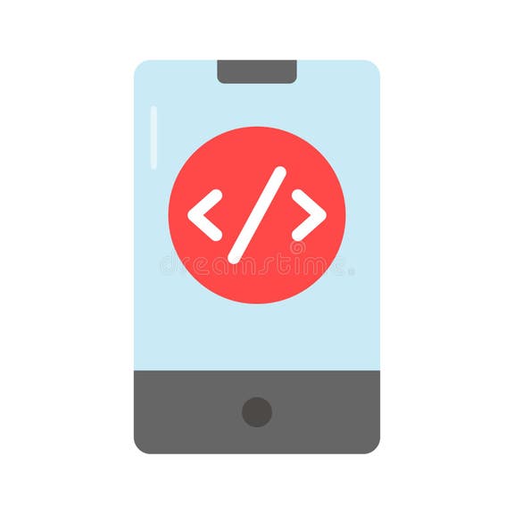 Editable Vector of Mobile App Development, Mobile App Coding Icon Stock ...