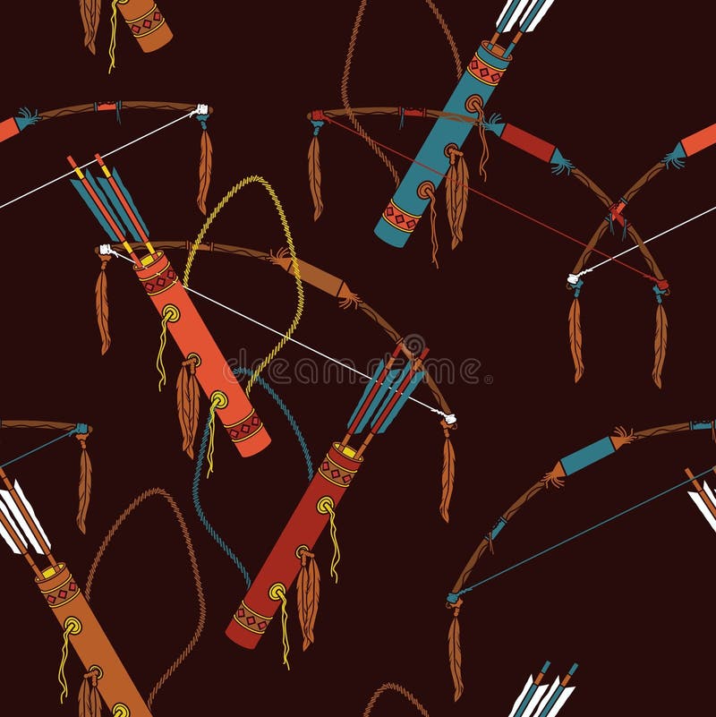 Native American Archery Tools Vector Illustration Dark Background ...