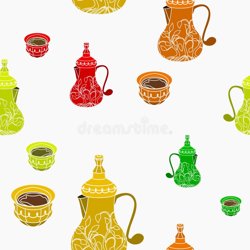Patterned Antique Dallah Arabian Coffee Pot Vector Illustration Stock ...