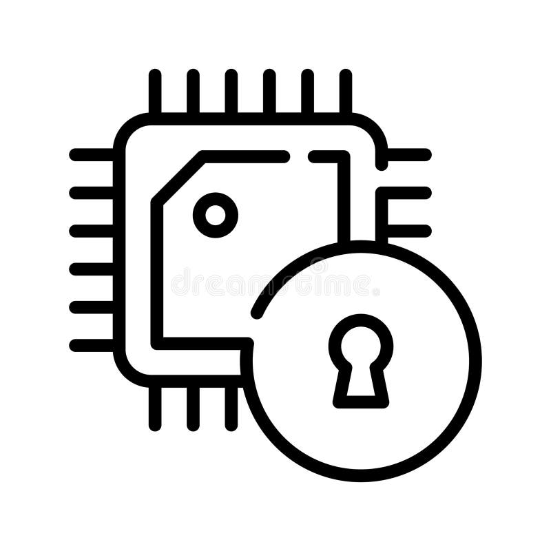 Security Chip, Protection and Security Vector Icons Set Cyber Computer ...