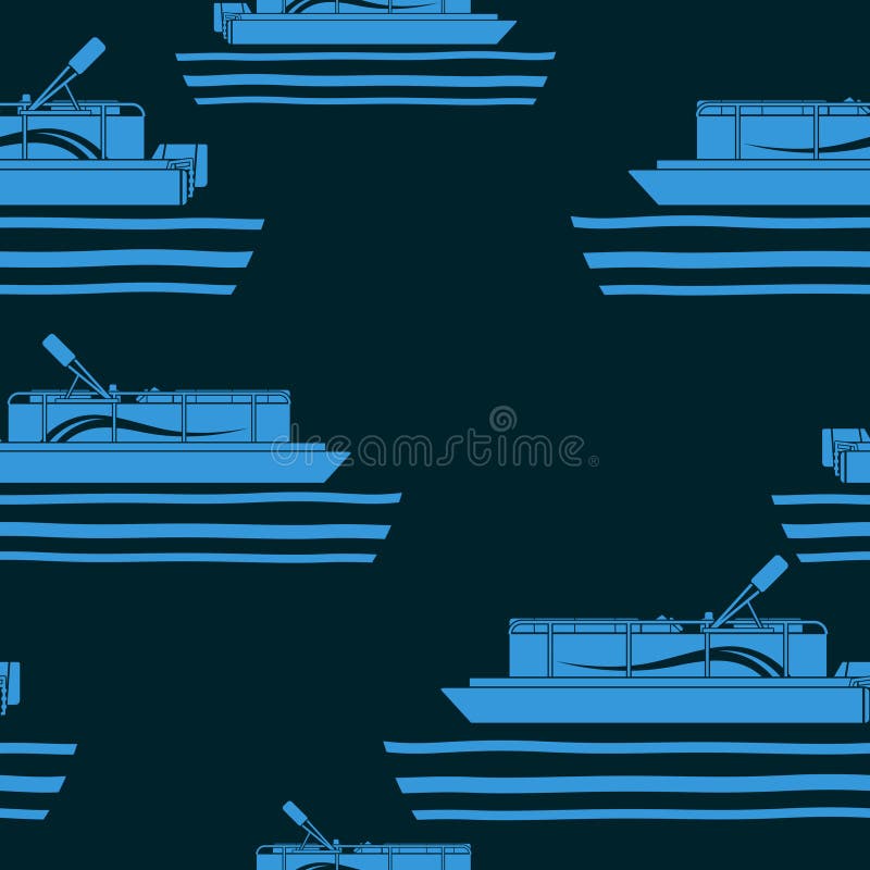 Side View Pontoon Boats Vector Illustration Dark Background Seamless ...