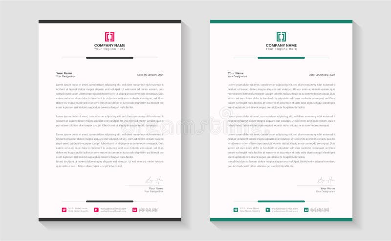 Minimal Corporate Letterhead Print Ready Design Template Stock Vector ...