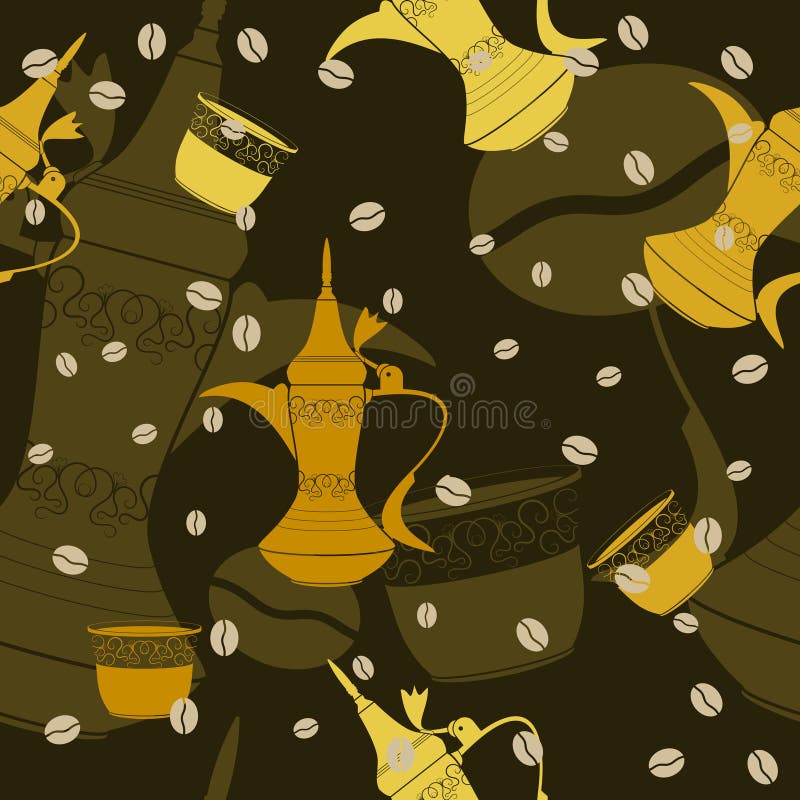 Traditional Arab Coffee Vector Seamless Pattern Stock Vector ...