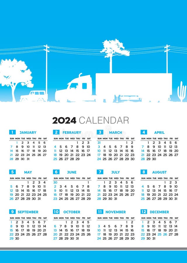 Wall calendar 2024 vector stock illustration. Illustration of ...