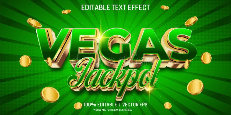 Vegas Jackpot Vector 3d Text Effect with Modern Style Design Stock ...