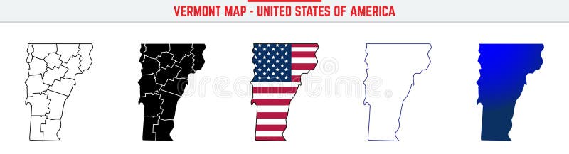 Vermont Map with Editable Stroke Icon Stock Illustration - Illustration ...