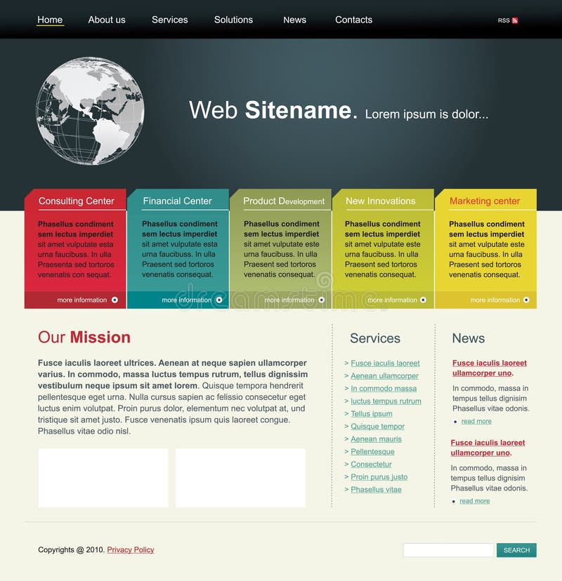 Editable Web Site Template with Passenger Airplane Stock Vector ...